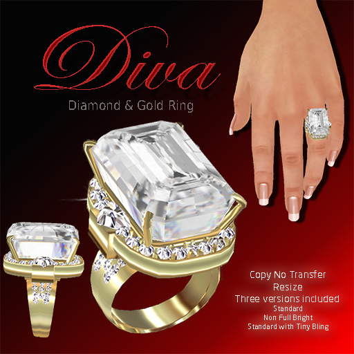 Second Life Marketplace - Exquisite Diva Diamond & Gold Ring